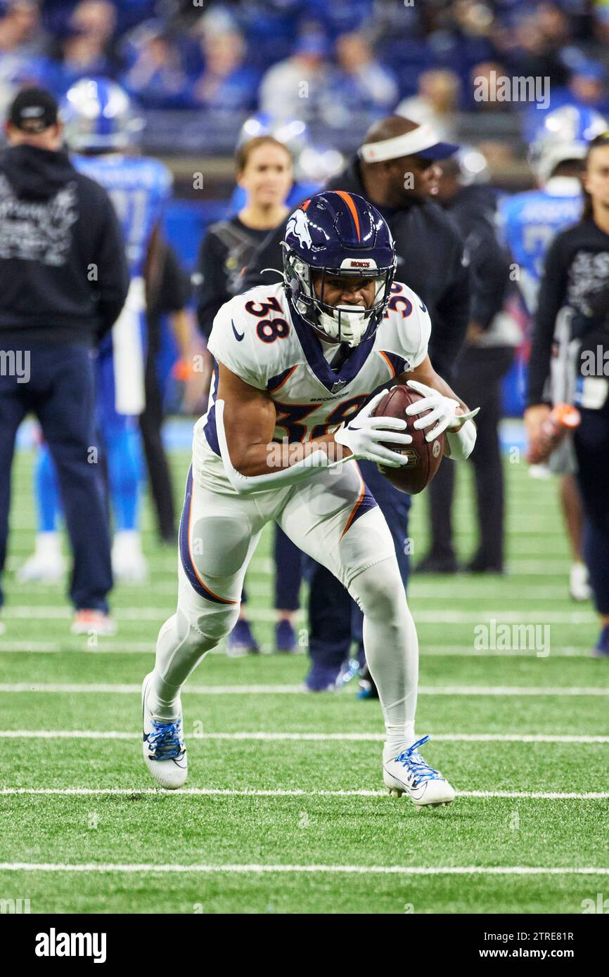 Denver Broncos running back Jaleel McLaughlin (38) runs the ball during ...