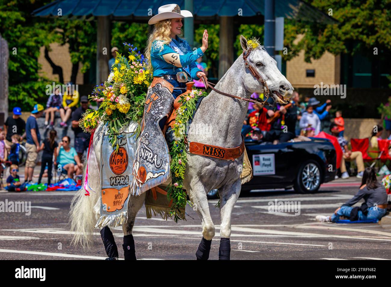 Portland, Oregon, USA - June 10, 2023: in the Grand Floral Parade ...