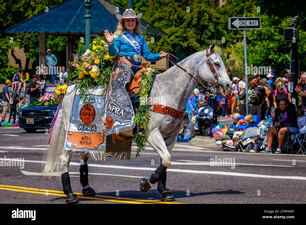 Portland, Oregon, USA - June 10, 2023: in the Grand Floral Parade ...