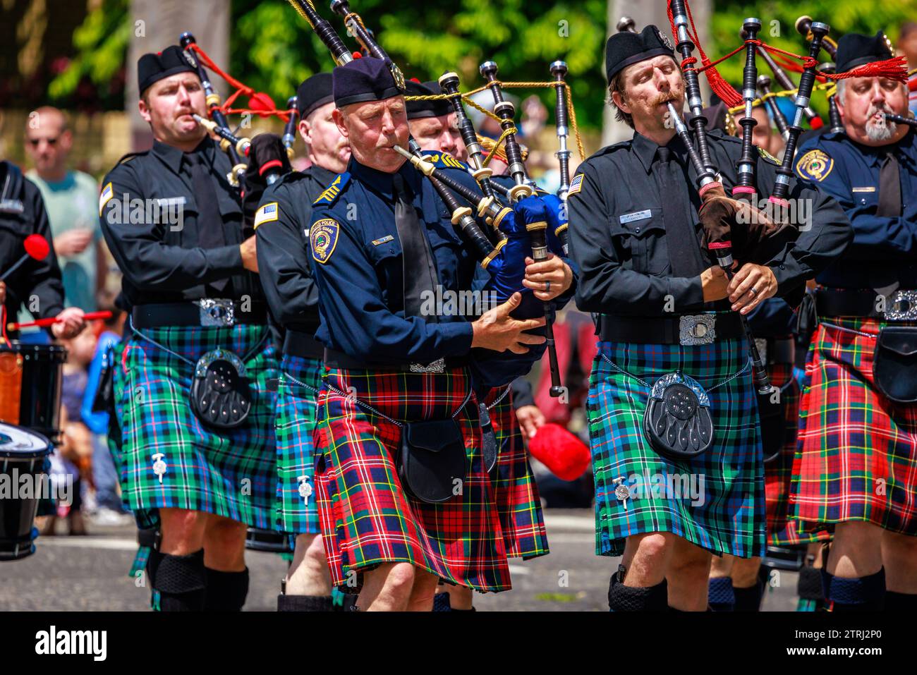 Portland, Oregon, USA - June 10, 2023: Portland Police Highland Guard ...