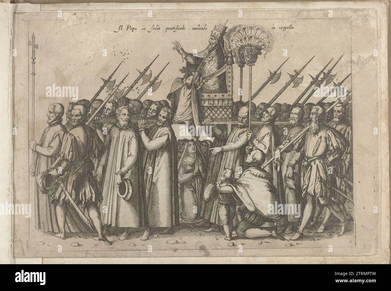 The pope in pontifical chair going to the chapel, in or Before 1585 The ...