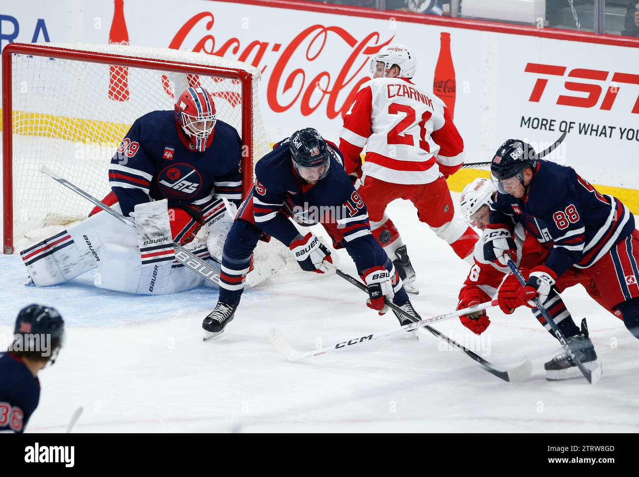 Winnipeg Jets' Nate Schmidt (88) and David Gustafsson (19) defend ...