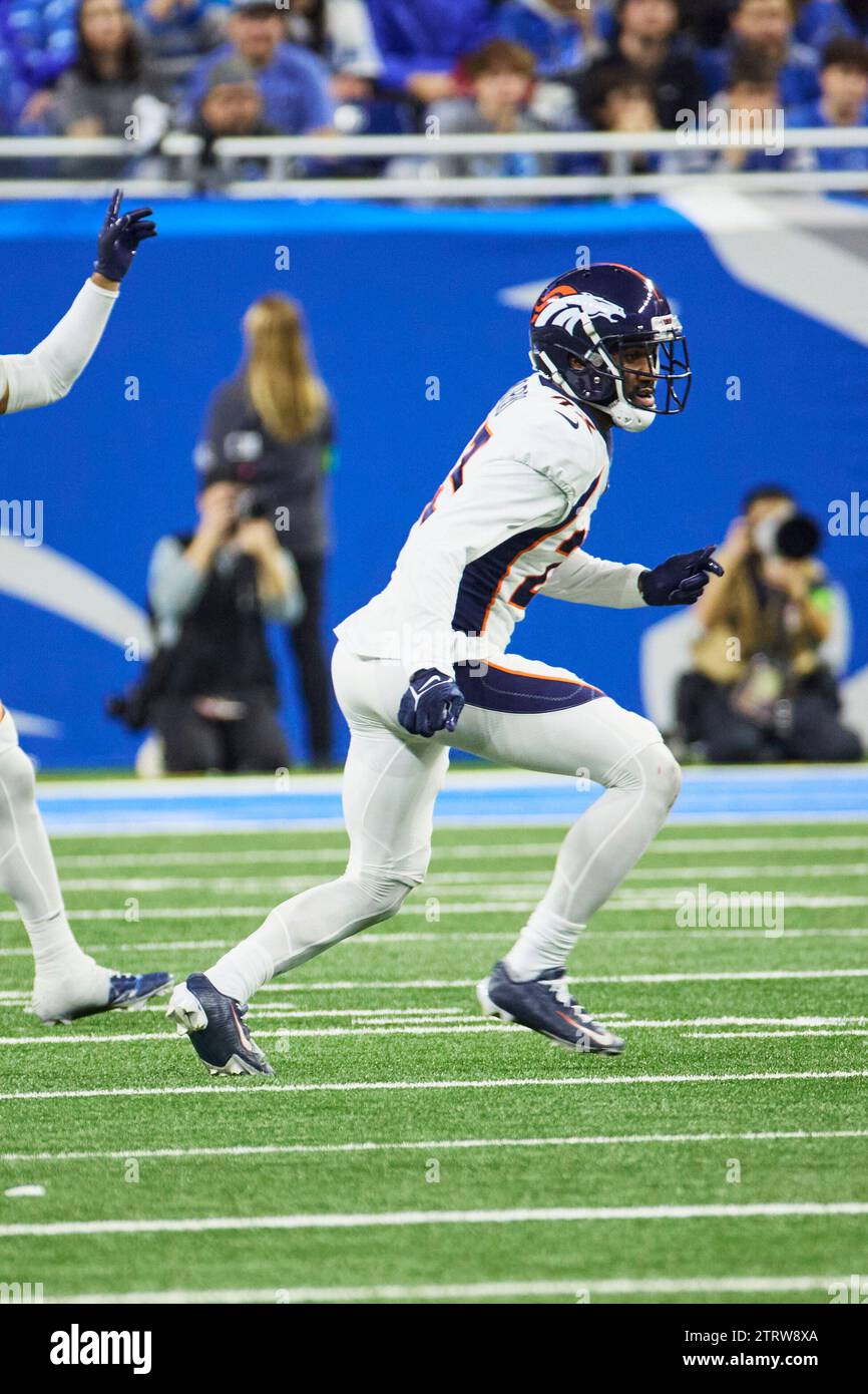 Denver Broncos cornerback Fabian Moreau (23) pursues a play on defense ...