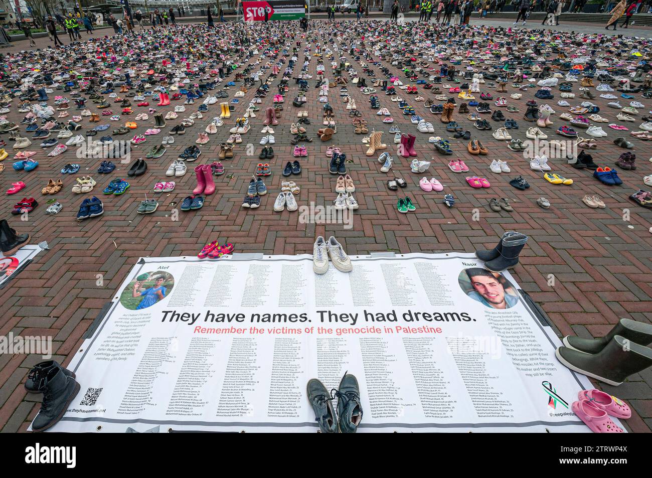 ‘They have names. They had dreams.' Large poster naming some of those ...