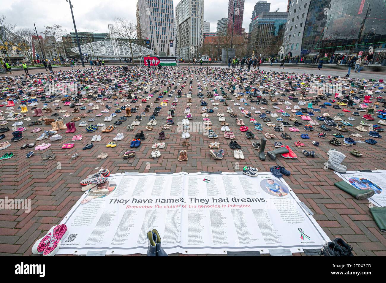 ‘They have names. They had dreams.' Large poster naming some of those ...