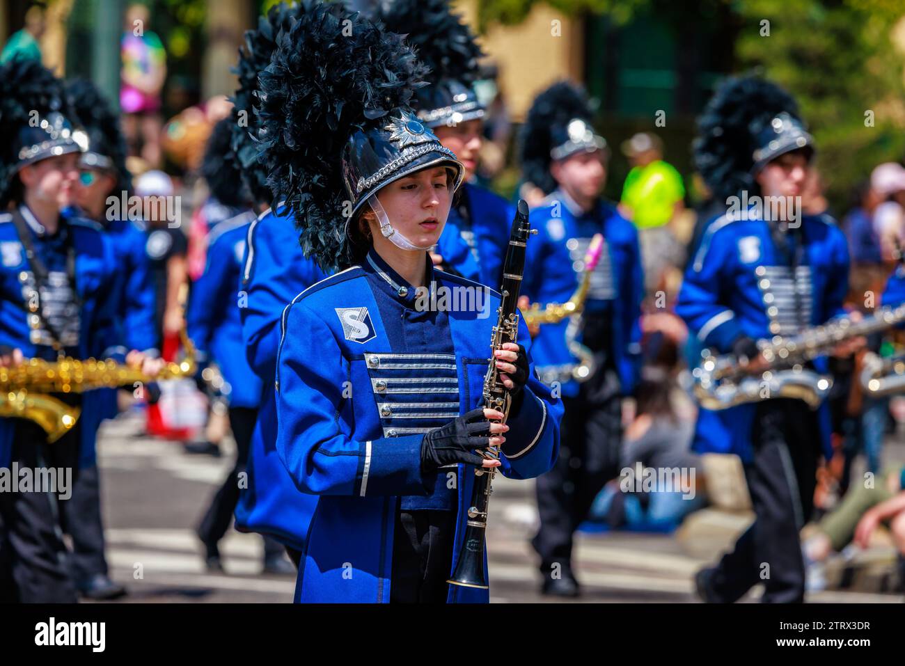 Portland, Oregon, USA - June 10, 2023: Skyview High School Band in the ...