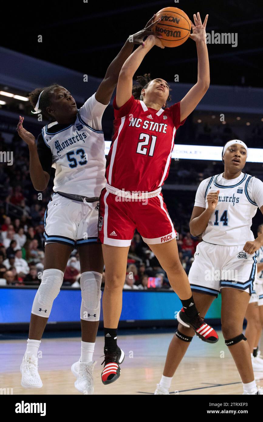 North Carolina State guard Madison Hayes (21) has her shot blocked by ...