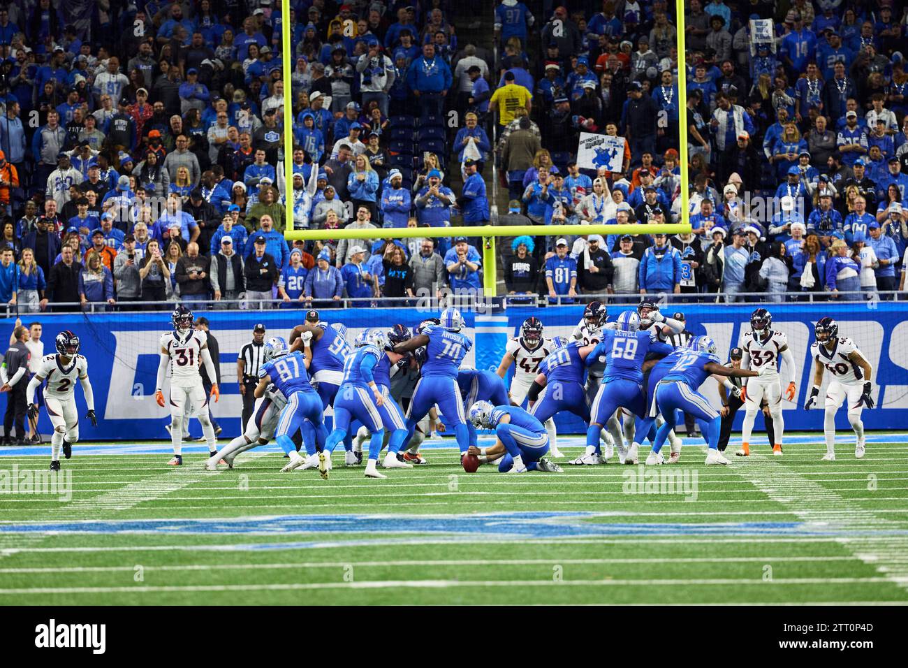 Detroit Lions place kicker Michael Badgley (17) taks a kick against the ...