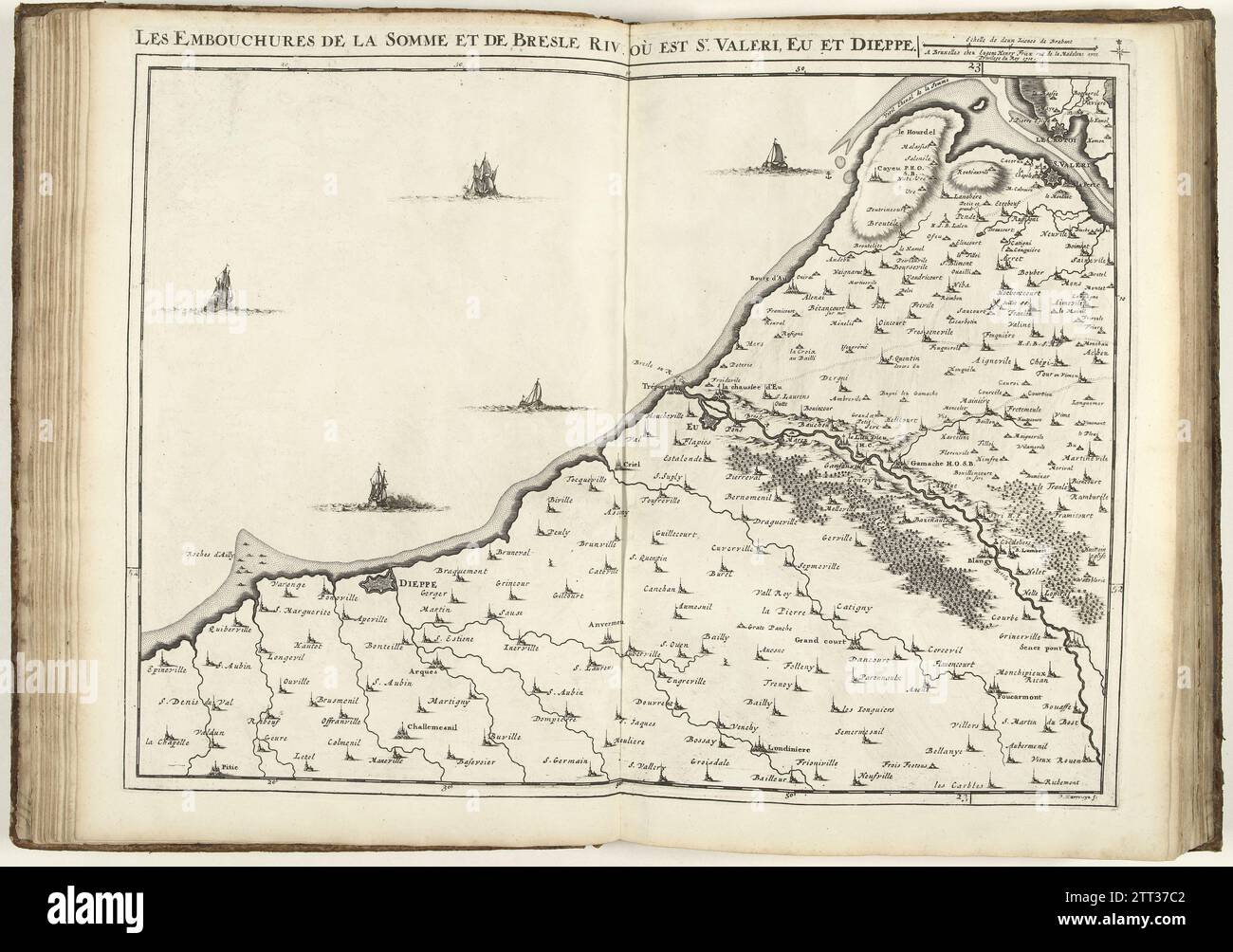 Map of the coast of Northern France with the mouths of the Somme and ...