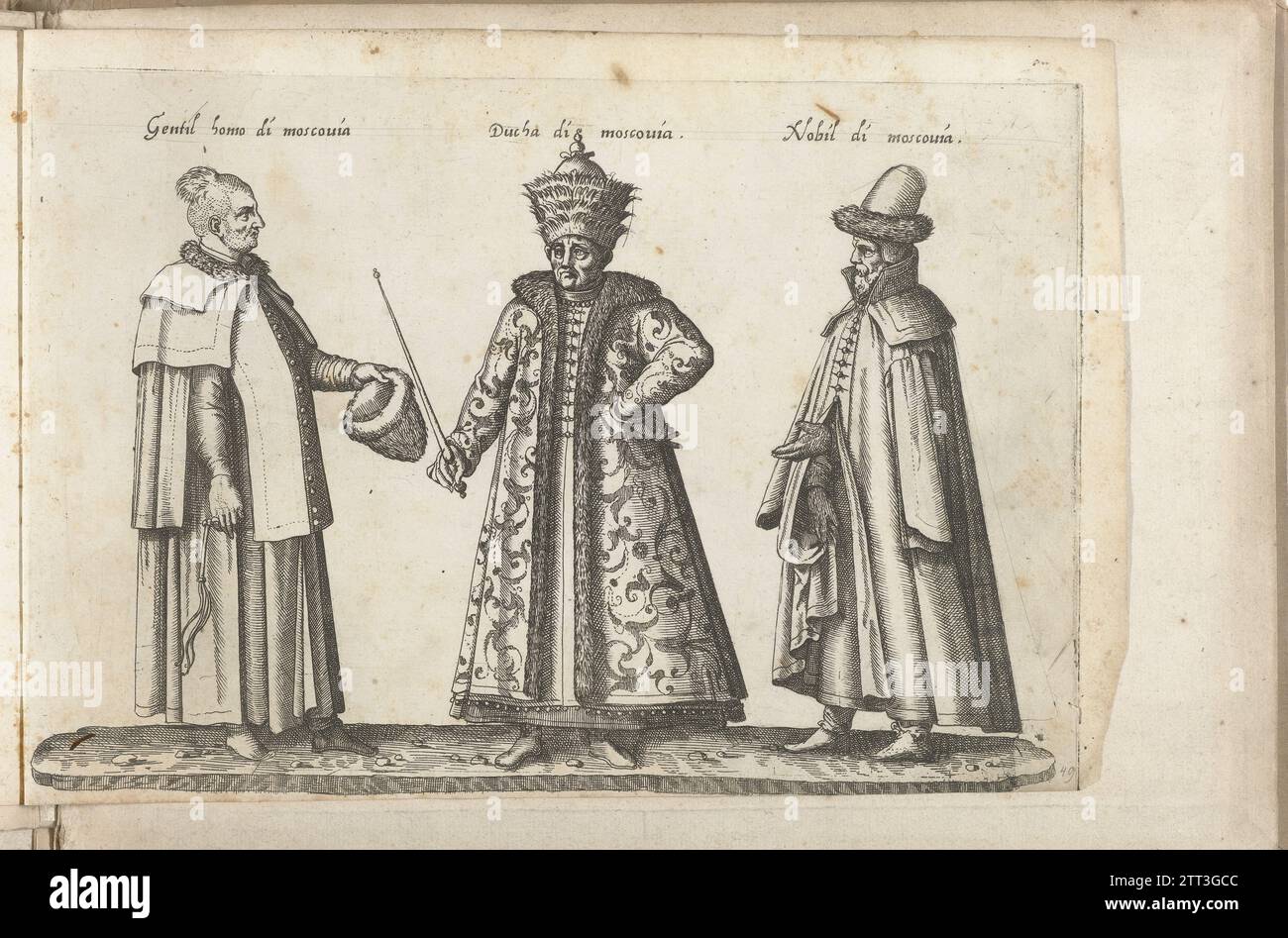 Three men, dressed according to the Russian fashion of approx. 1580, in ...