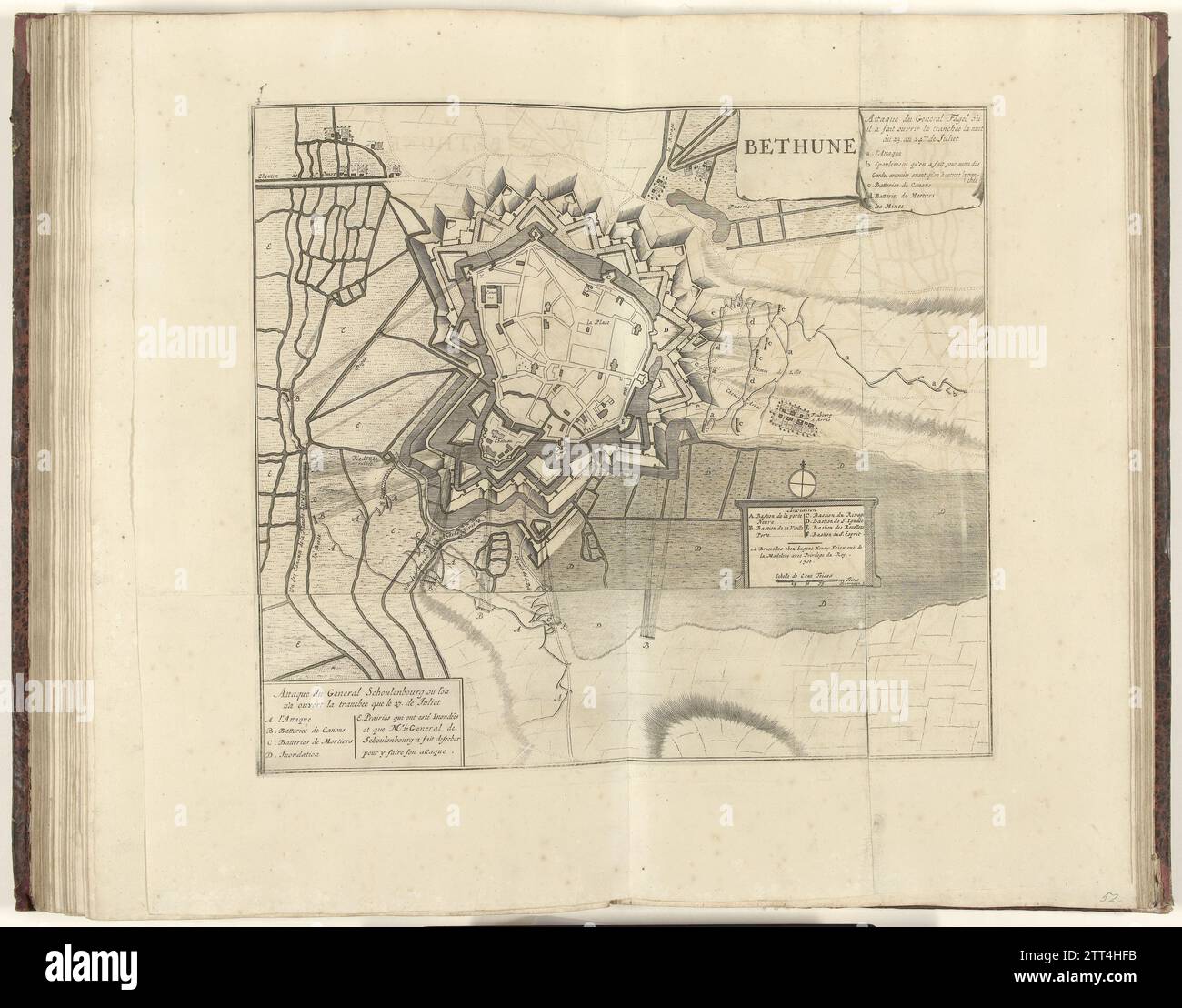 Map of the attacks on Béthune, 1710, 1710 Map of the city of Béthune ...