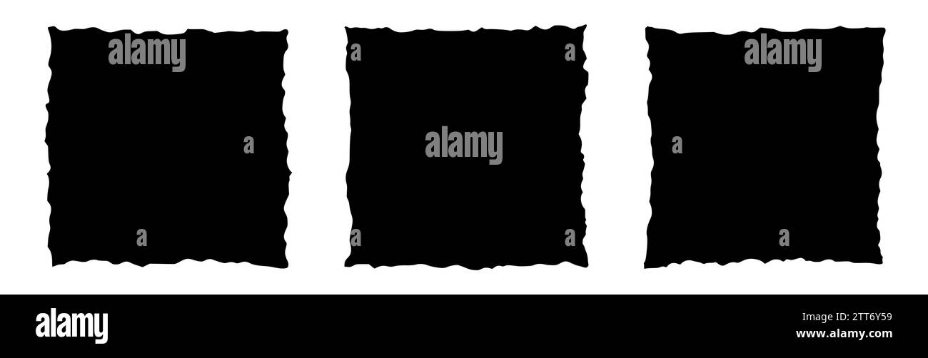 Rough edge rectangle shape collage. Paper torn, jagged edge rectangle frame set. Grunge, old ...