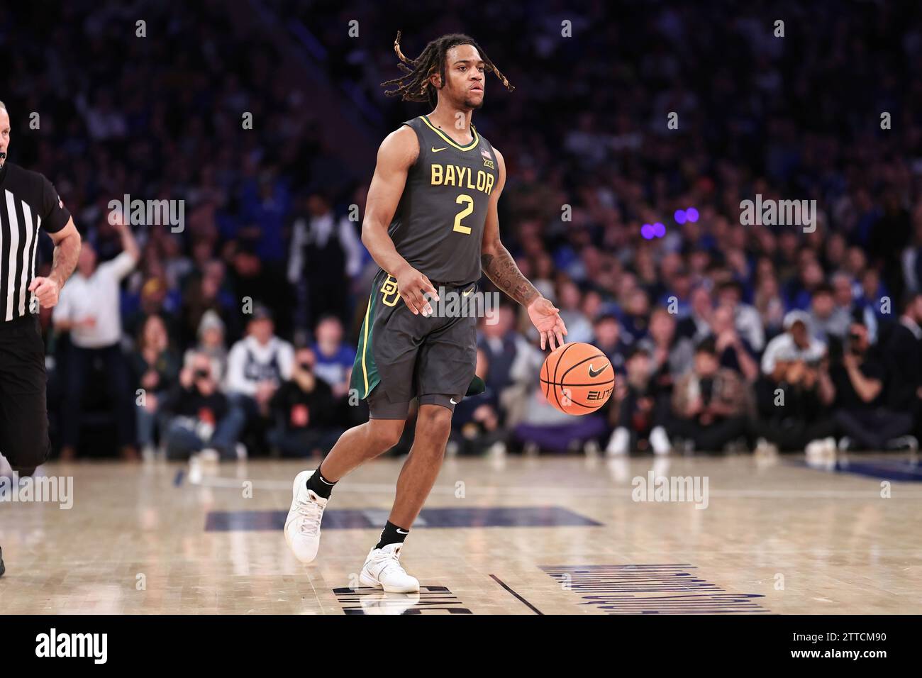 NEW YORK, NY - DECEMBER 20: Jayden Nunn #2 of the Baylor Bears brings ...