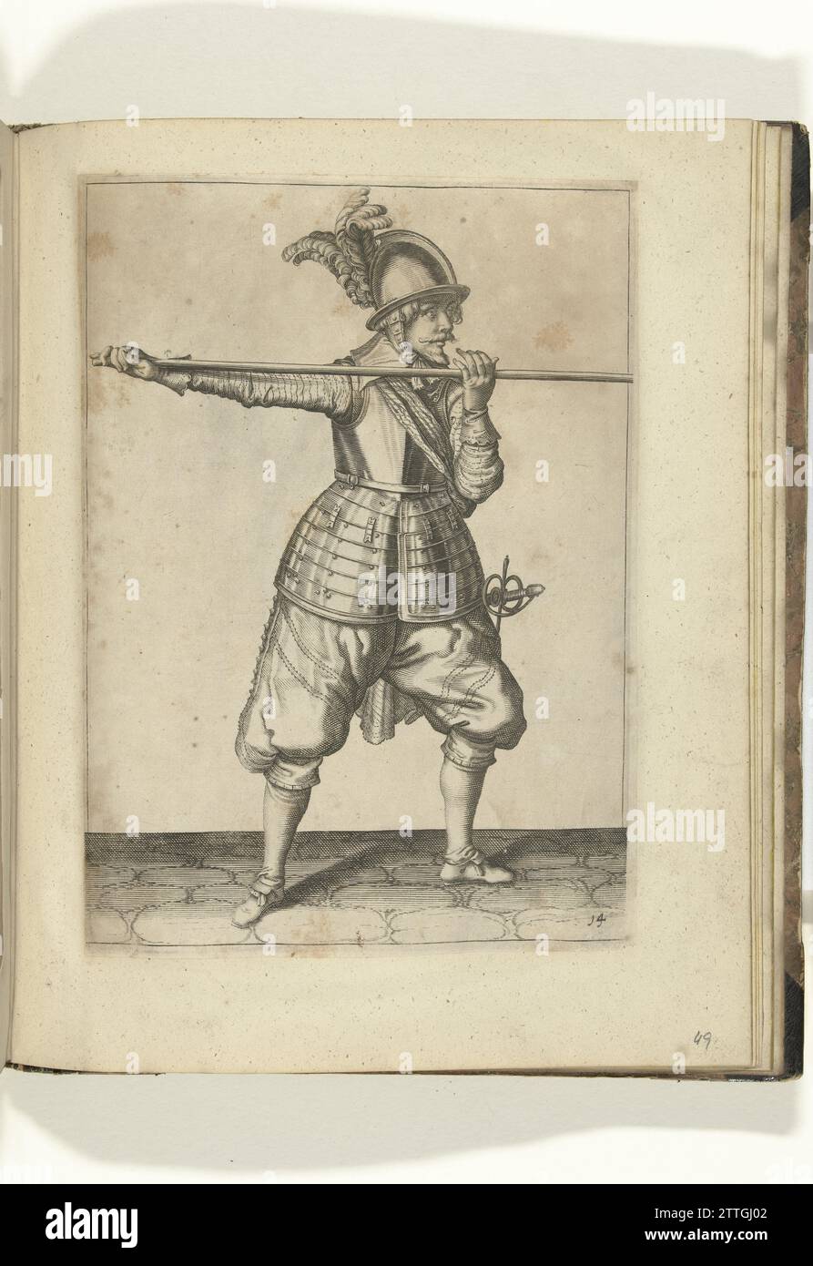 Soldier who carries his skewers with both hands horizontally at ...