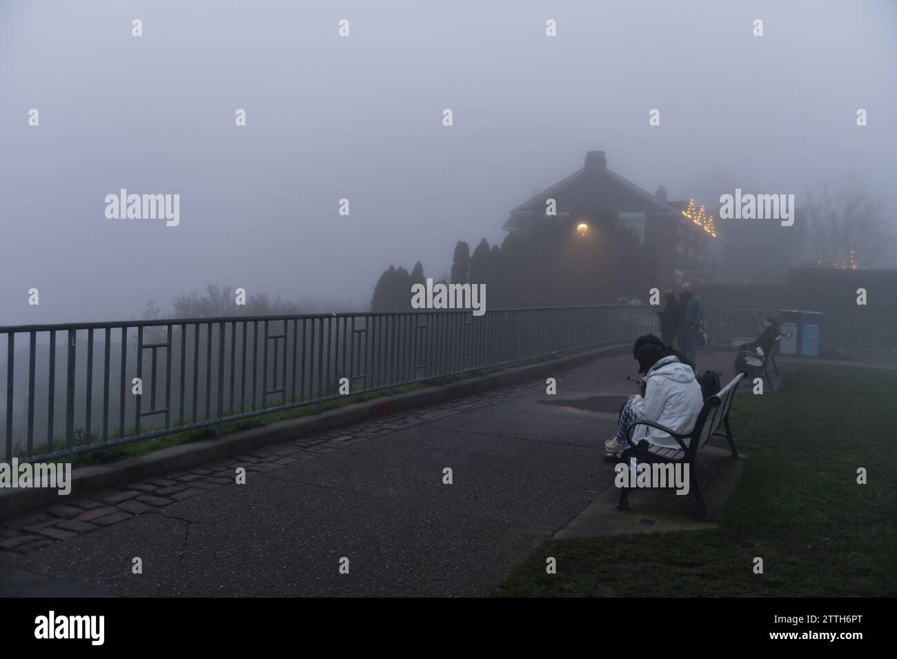 Seattle, USA. 20th Dec 2023. A thick layer of fog rolled into Seattle ...