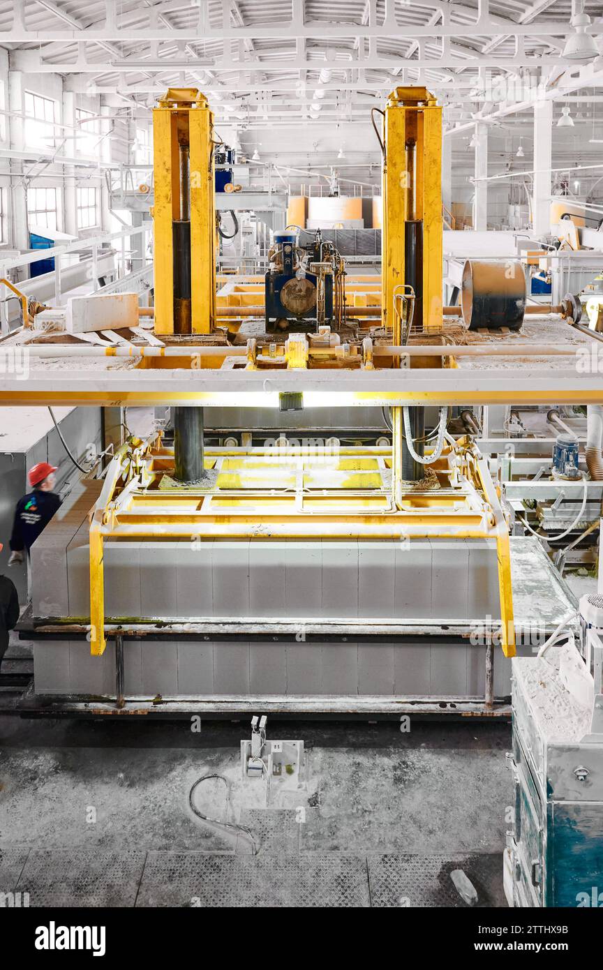 Special equipment at factory for concrete blocks production Stock Photo ...