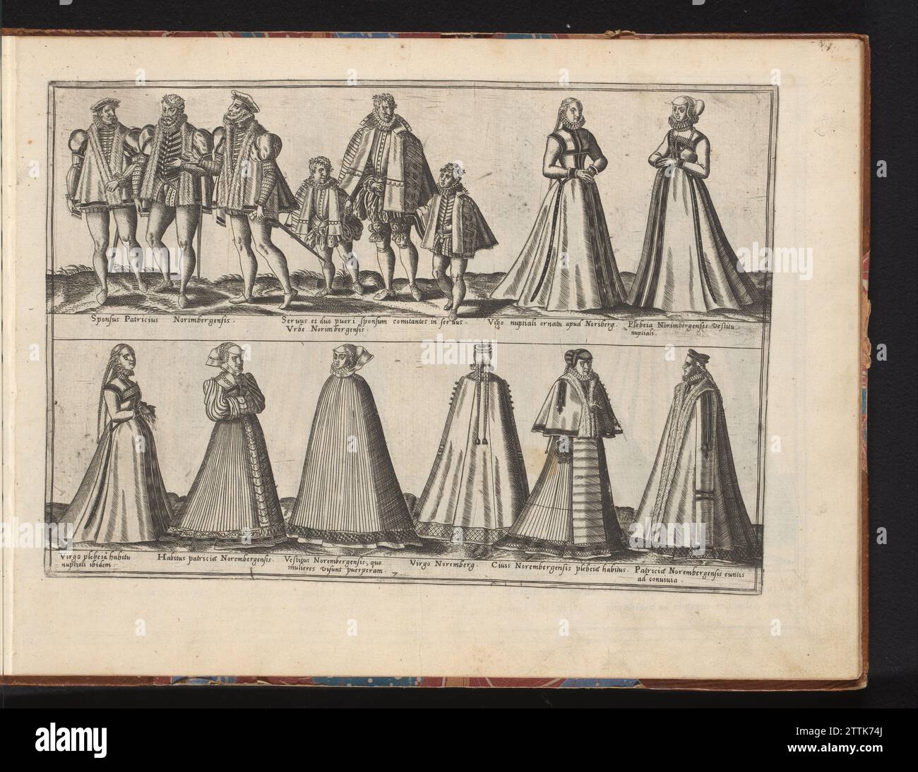 Women and men dressed according to fashion in Germany, ca. 1580, 1581 ...