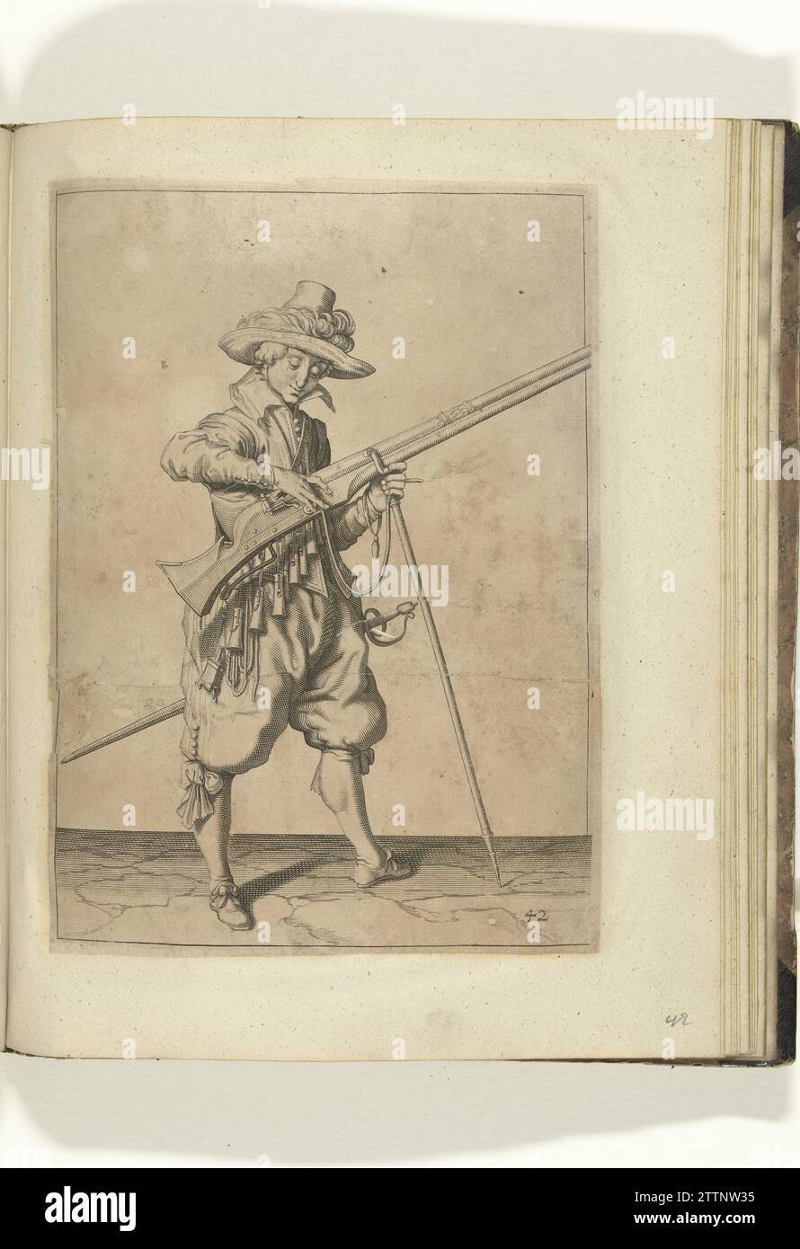 Soldier on Guard who gives the wick on the rooster of his musket the ...