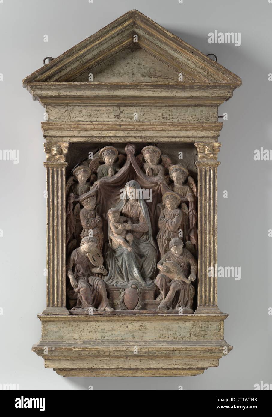 Maria with child sitting on a throne surrounded by angels, 1425 - 1475 ...