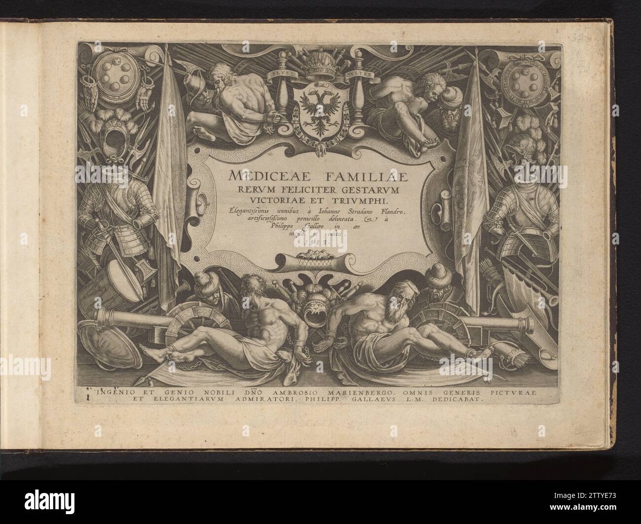 TitelPrent van de series of medical family, 1583 Cartouche with the ...