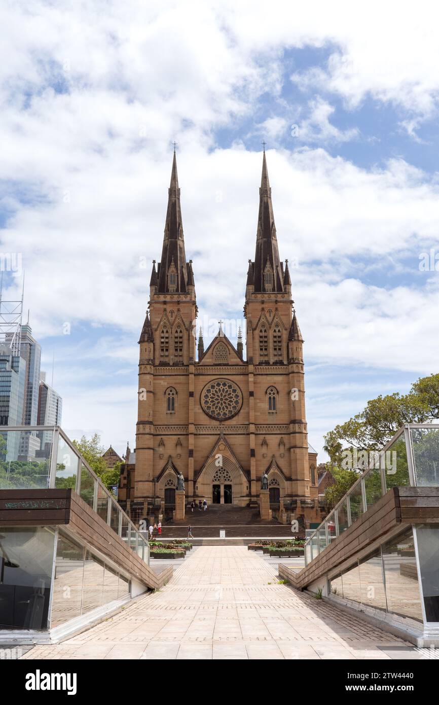 Front facade of St Mary’s Cathedral, Sydney, a Gothic Revival Catholic ...