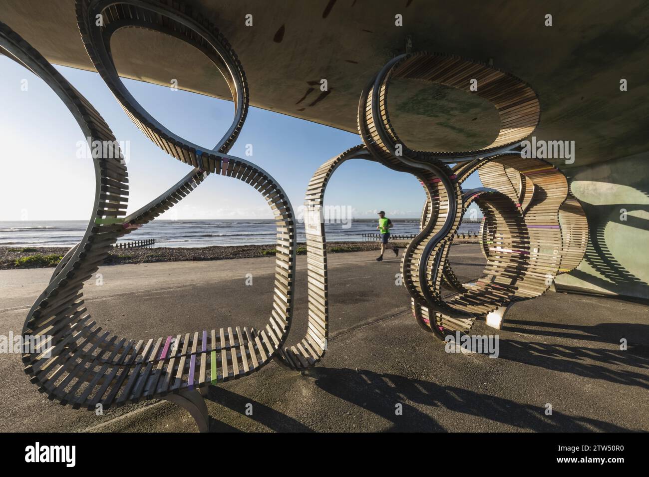 England, West Sussex, Littlehampton, The Long Bench designed by Studio ...