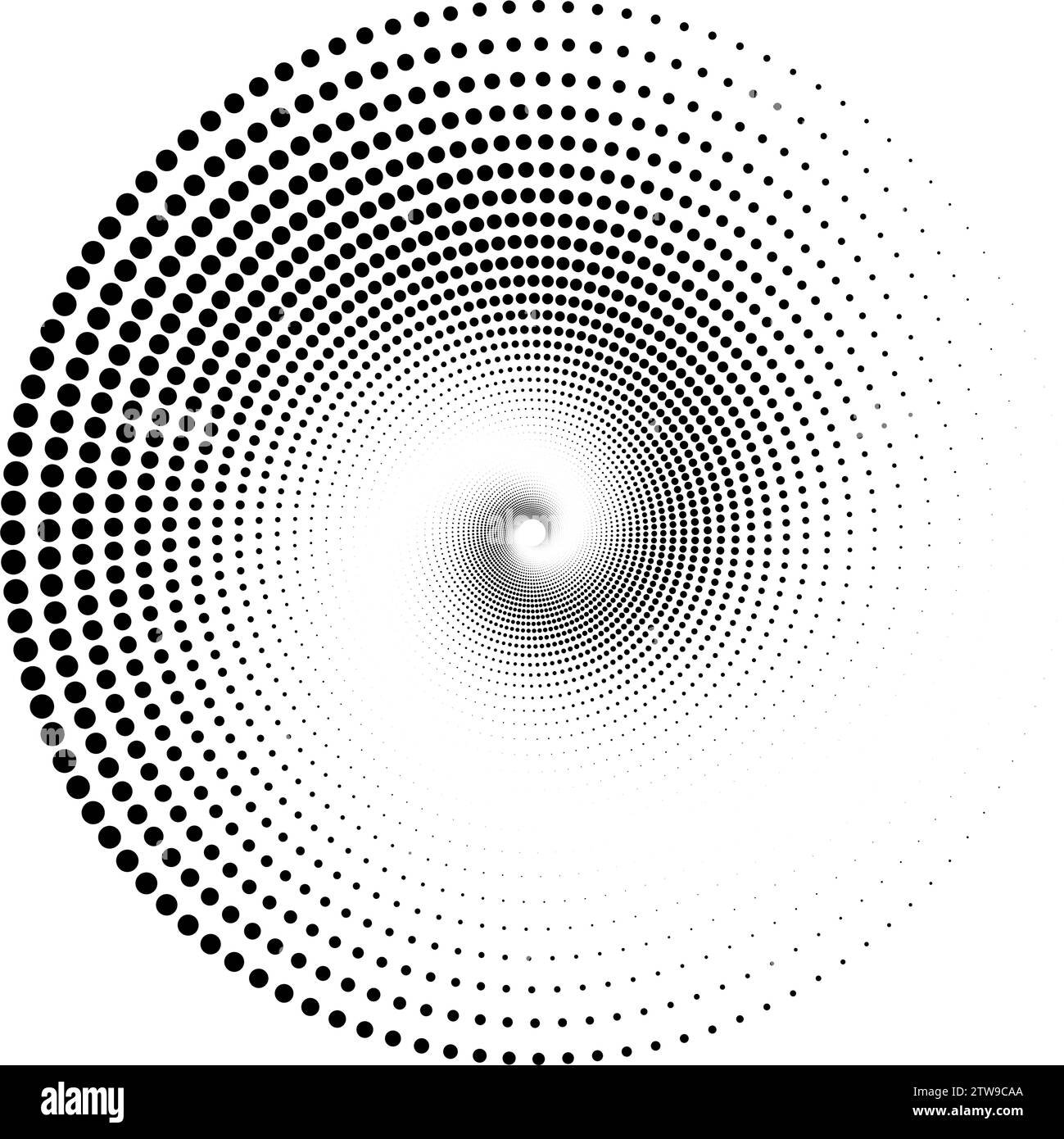 Dotted Spiral Lines Element Radial Spinning Halftone Form Circle