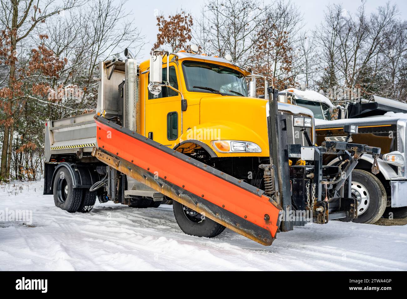 Industrial yellow powerful day cab tipper big rig semi truck tractor ...