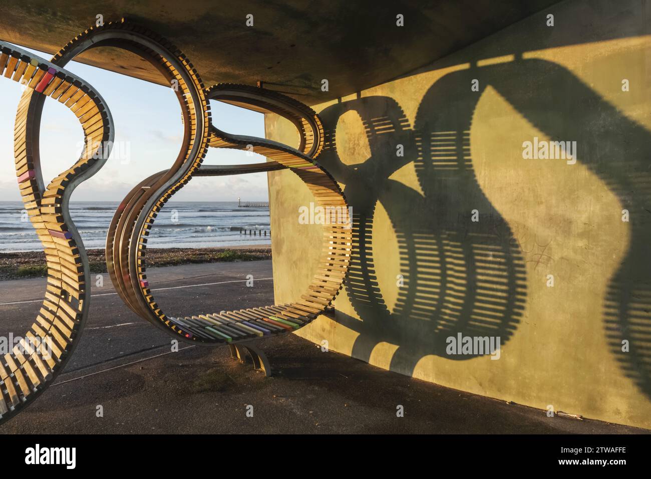 England, West Sussex, Littlehampton, The Long Bench designed by Studio ...