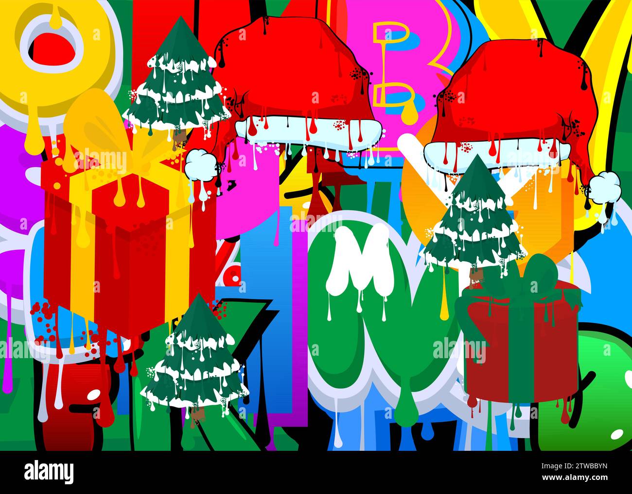 Christmas Graffiti. Abstract modern holiday street art decoration ...