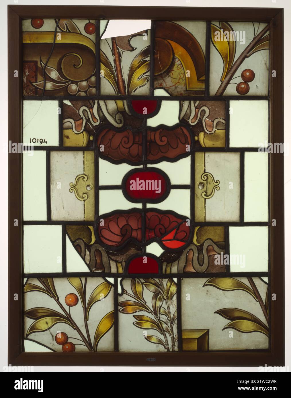 Panel with colored windows, fragments of a large composition of ...