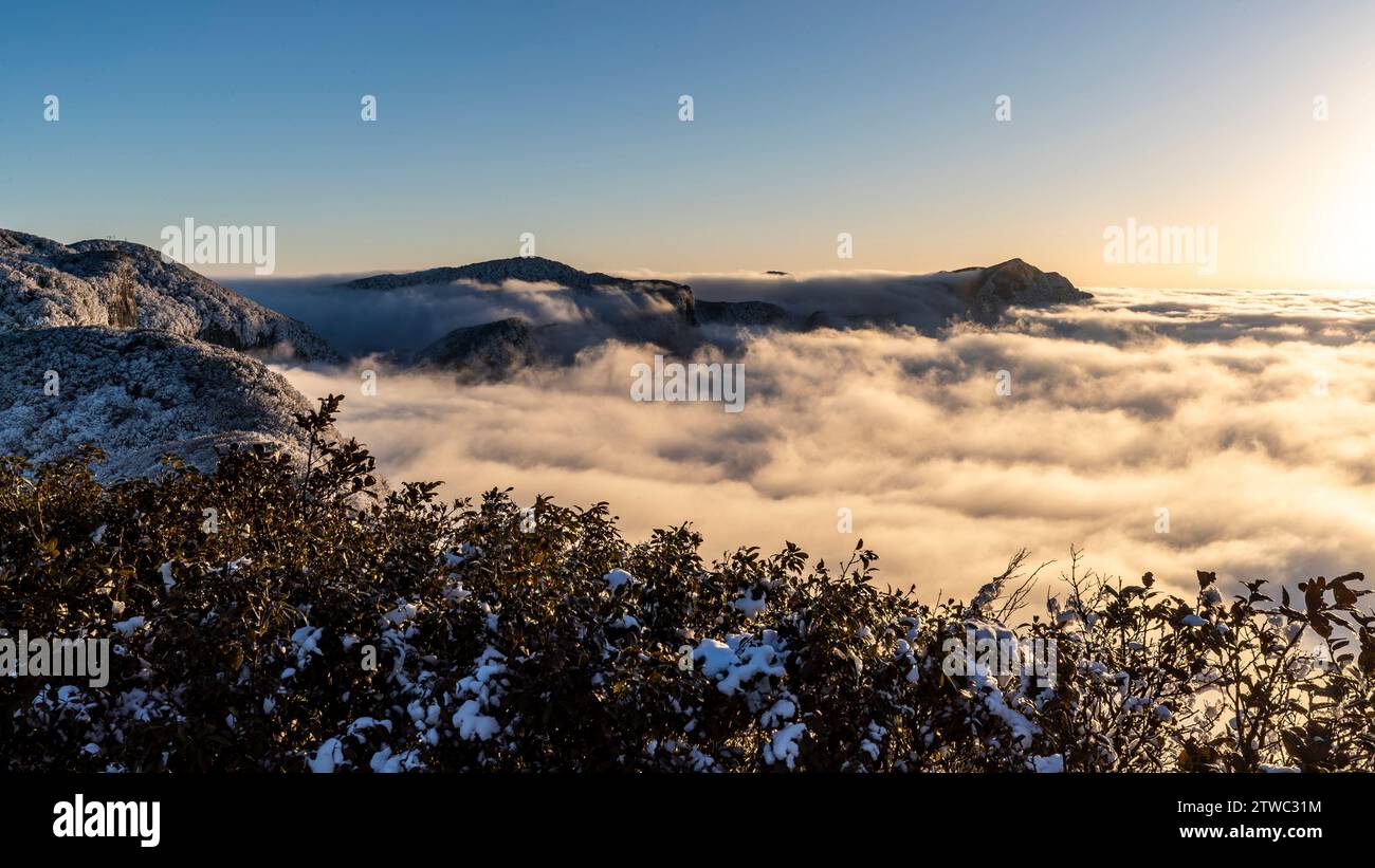 CHONGQING, CHINA - DECEMBER 20, 2023 - A sea of clouds is seen after ...