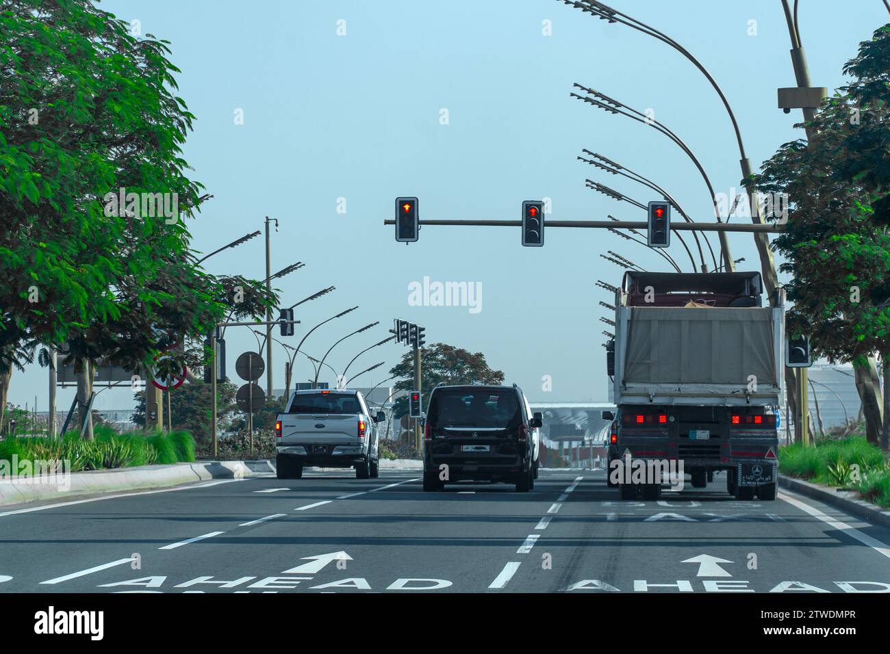 The Dukhan Highway Education City Road. Doha Roads and traffic Stock ...