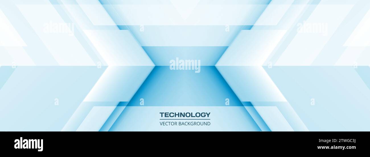 Tech 3D light blue wide abstract background with technology arrows ...