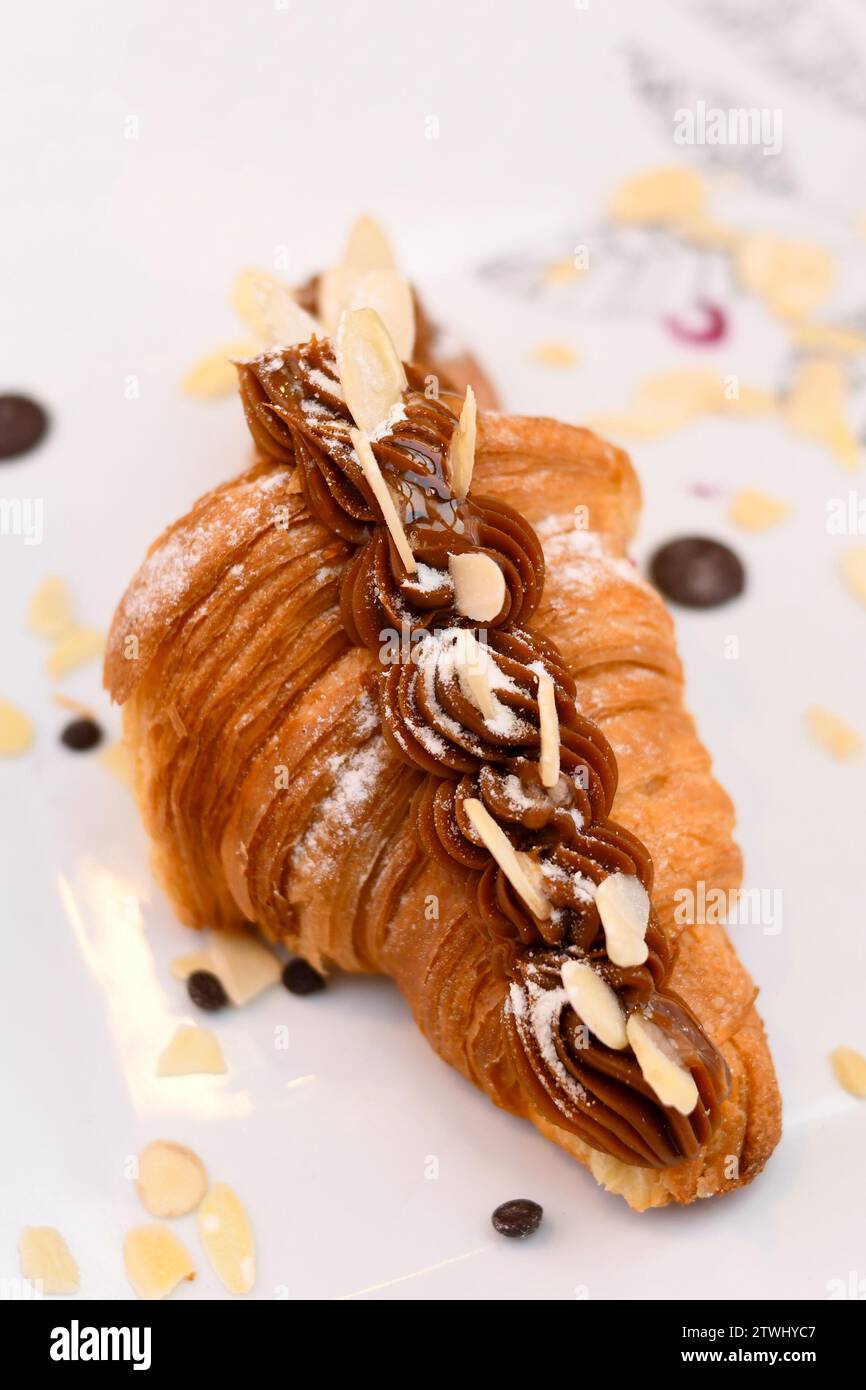Croissant with cream Stock Photo - Alamy