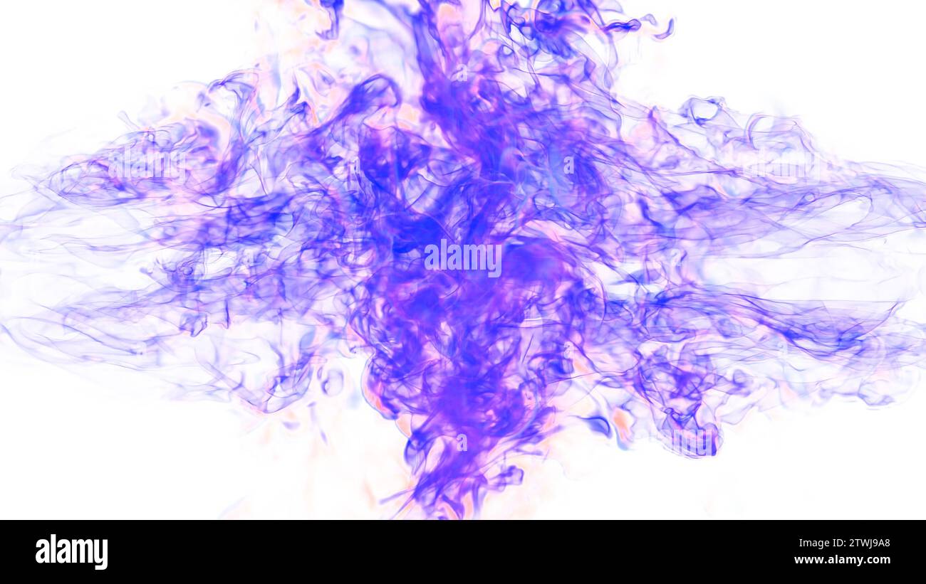 3d illustration. Tongues of lilac flame collide from opposite sides on ...