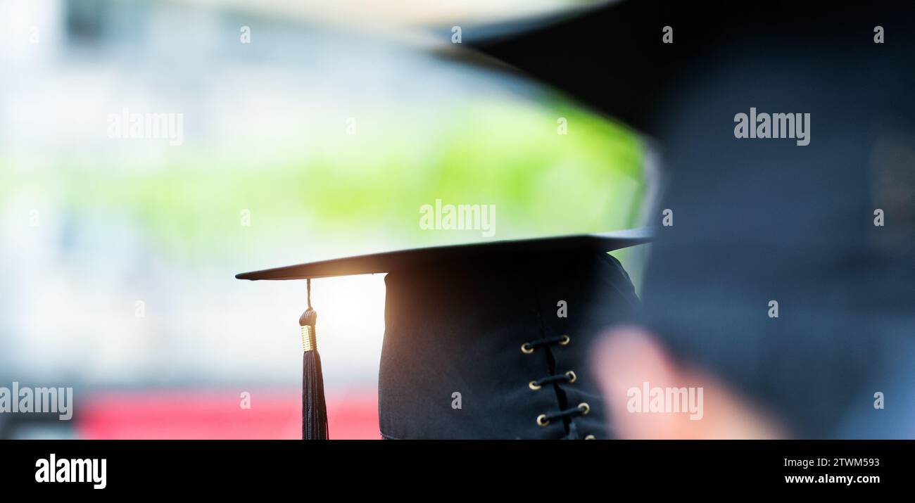 Back view of graduates during commencement Stock Photo - Alamy