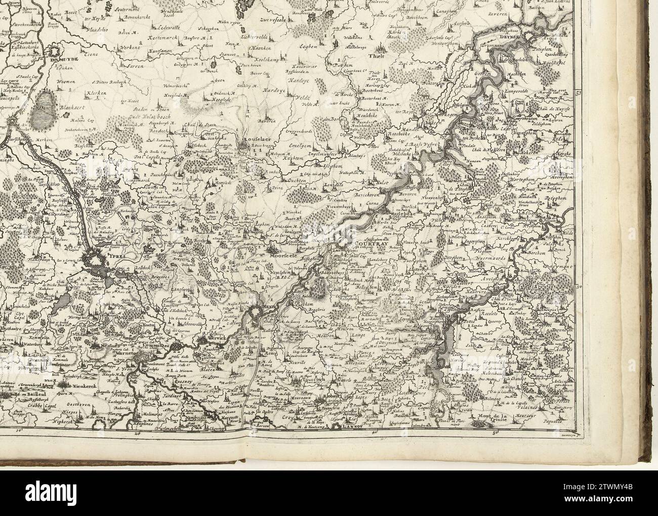 Map of West Flanders, 1710, 1710 Map of West Flanders with the cities ...