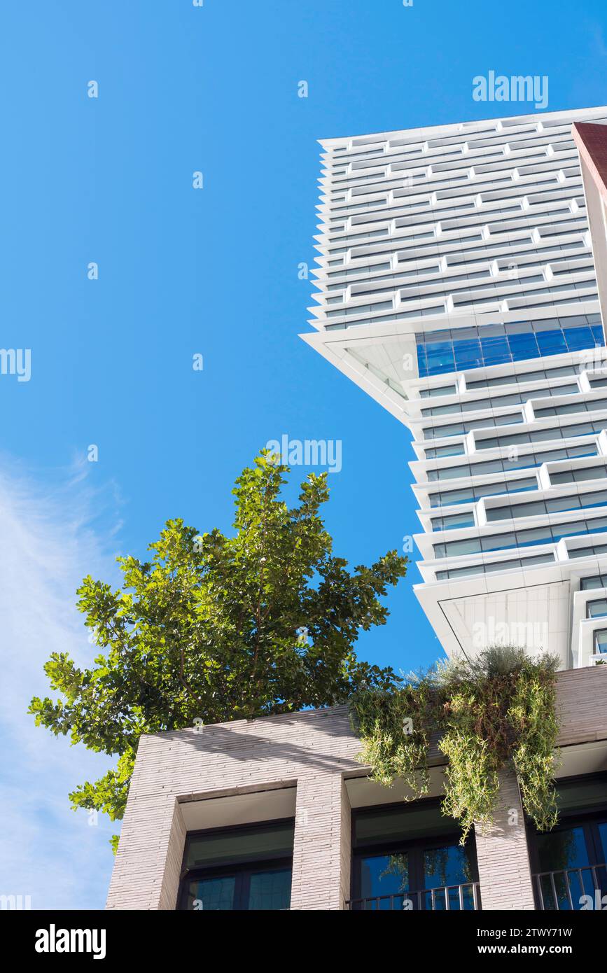 Looking up at the July 2022 opened, AMP Quay Quarter Tower located at ...
