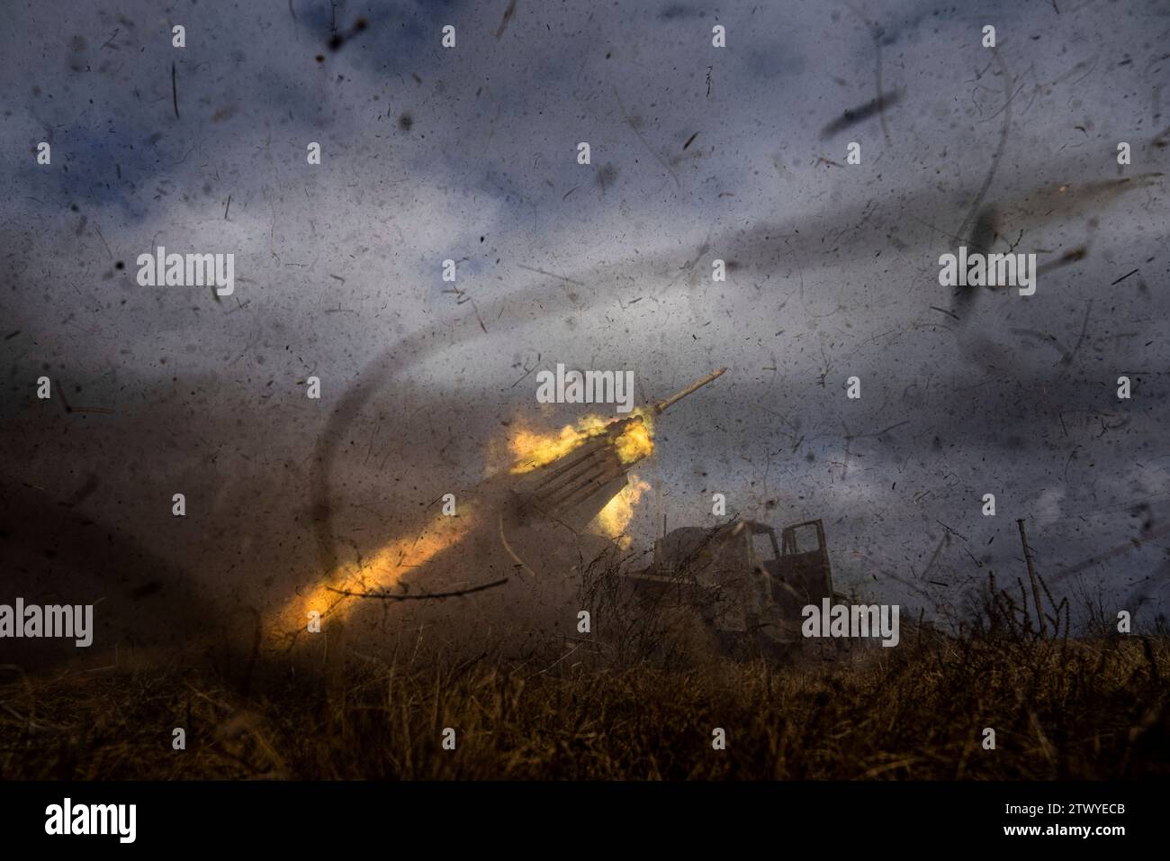 A Ukrainian MSLR BM-21 "Grad" rocket launcher of the 95 Air Assault ...