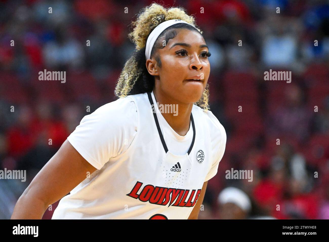 Louisville forward Nyla Harris plays against Washington during an NCAA ...