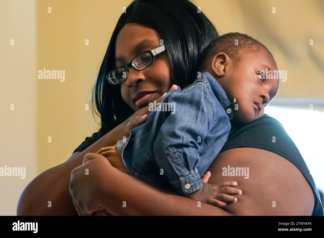 Crystal Jack holds her son Elijah Jack, 1, at her home in New Roads, La ...