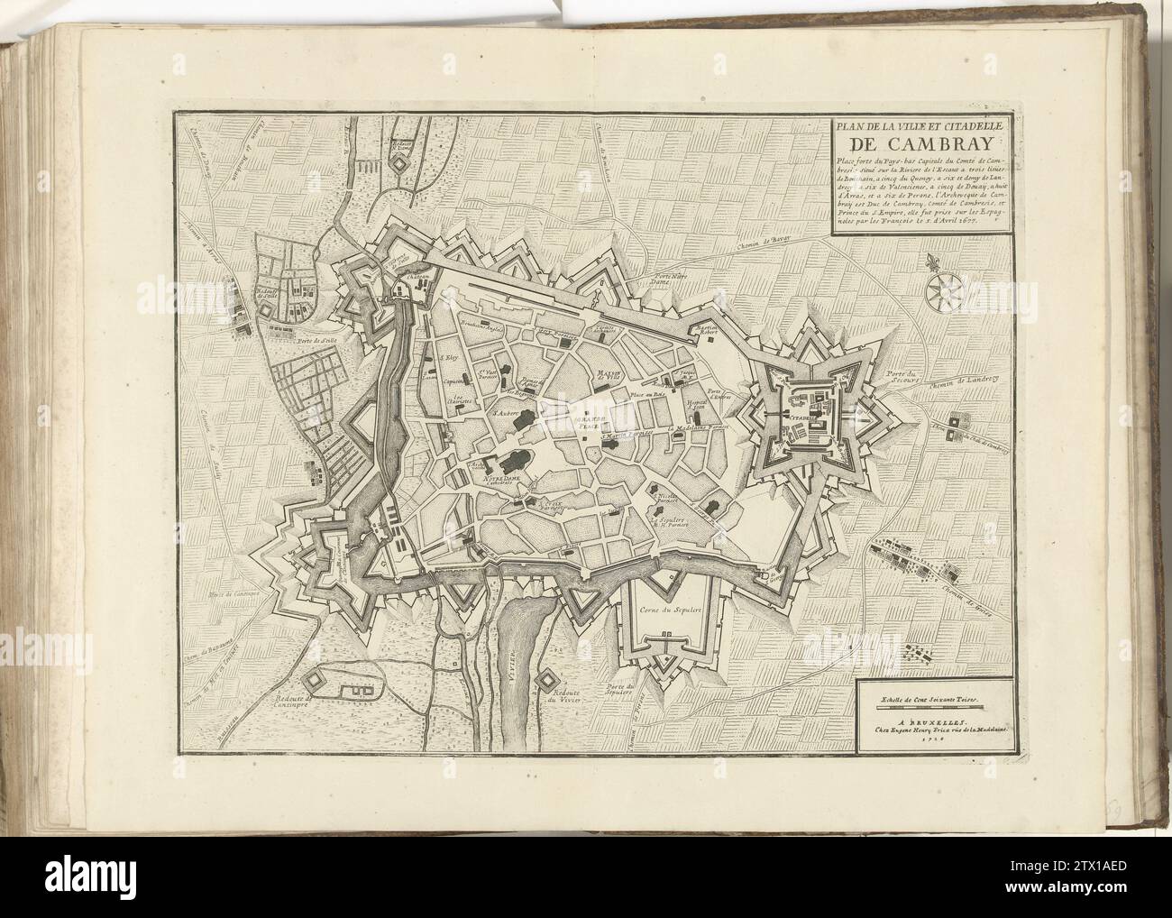 Map of Cambrai, 1710, 1710 Map of Cambrai, 1710. Bottom right the ...