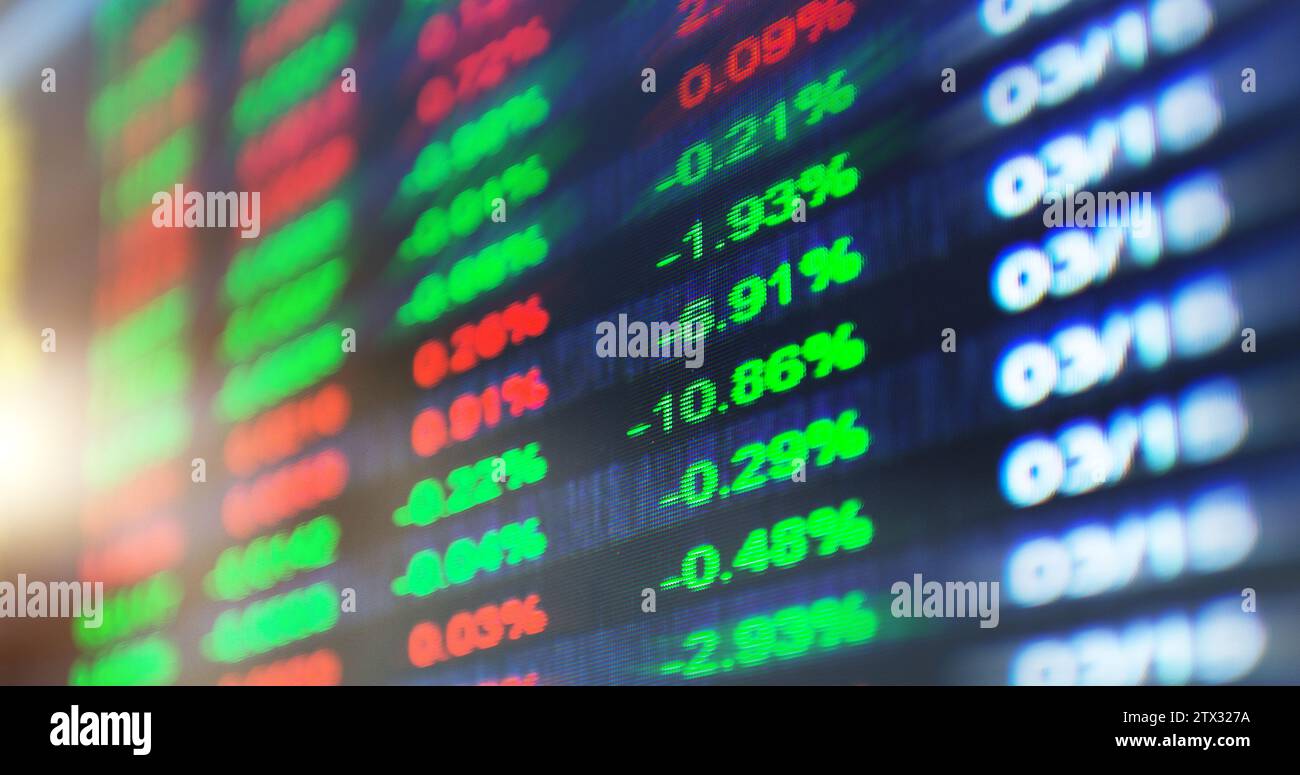 Display of stock market quotes Stock Photo - Alamy