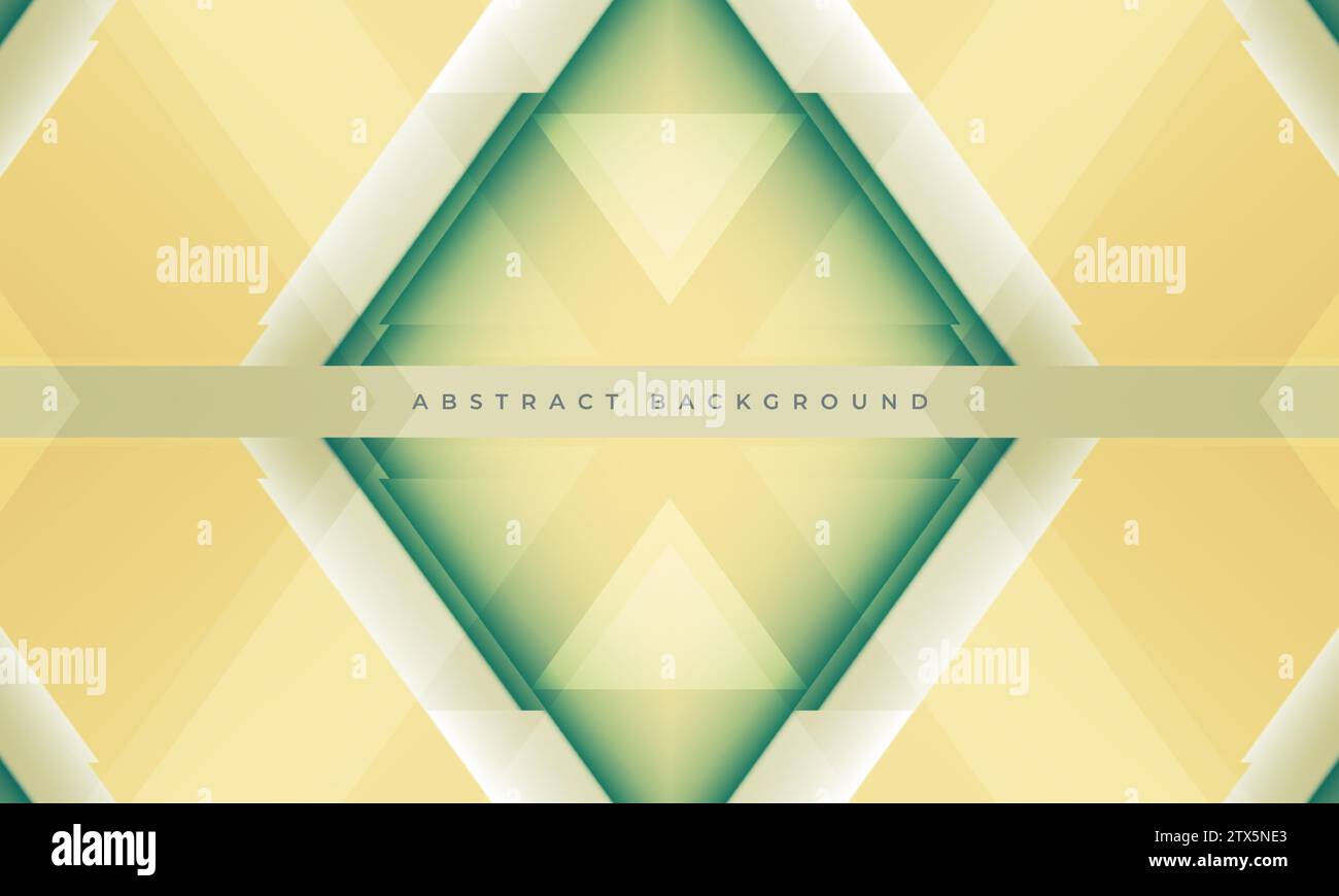 Beige and green 3D geometric abstract background with technology shapes ...