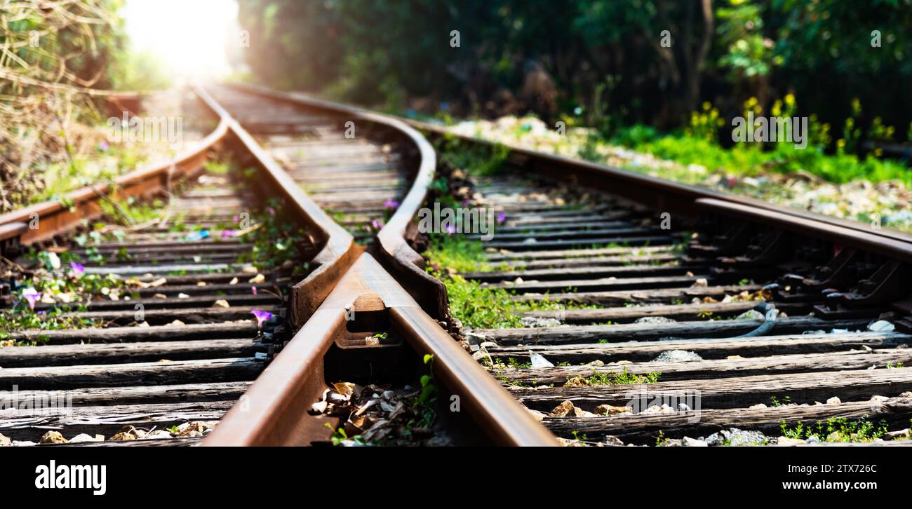 Rail tracks junction point hi-res stock photography and images - Alamy