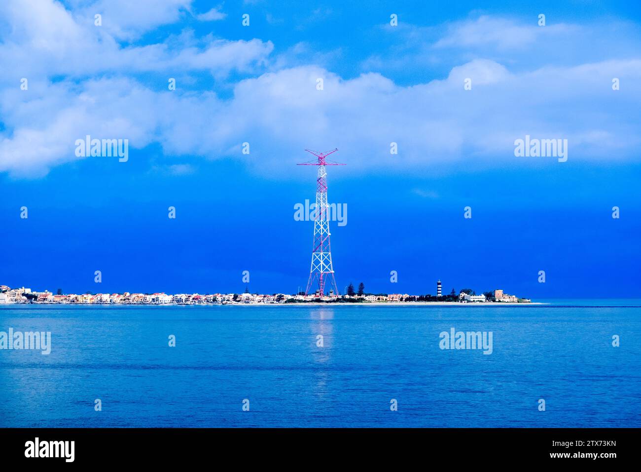 Torre Faro, the most north-easterly tip of Sicily, with the Pylons of ...