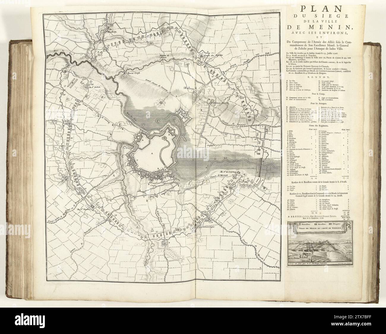Map of the siege of Menen, 1706, 1706 Map of the siege of Menen by the ...