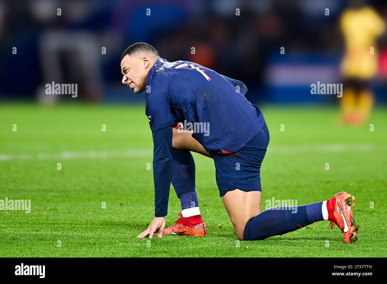 Paris, France. 20th Dec, 2023. Kylian Mbappe injured during the Ligue 1 ...