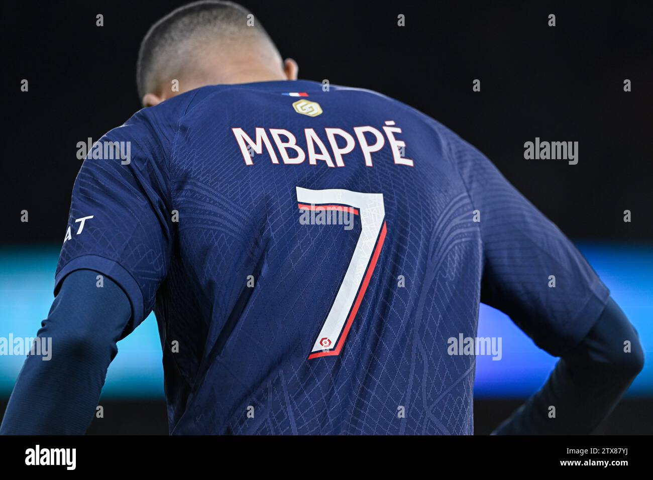 Paris, France. 20th Dec, 2023. Kylian Mbappe from back during the Ligue ...